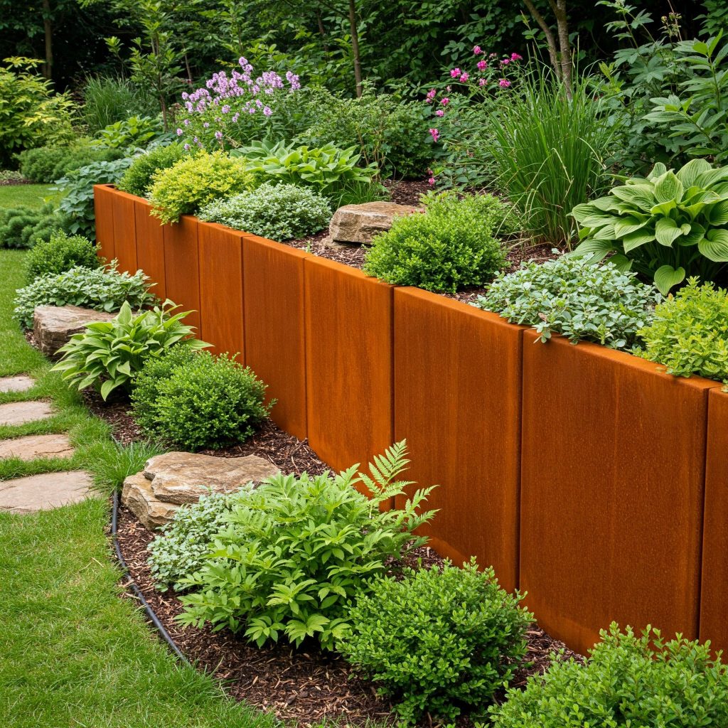 🧱 Installer un mur en acier Corten pour structurer votre jardin - RBGKI
